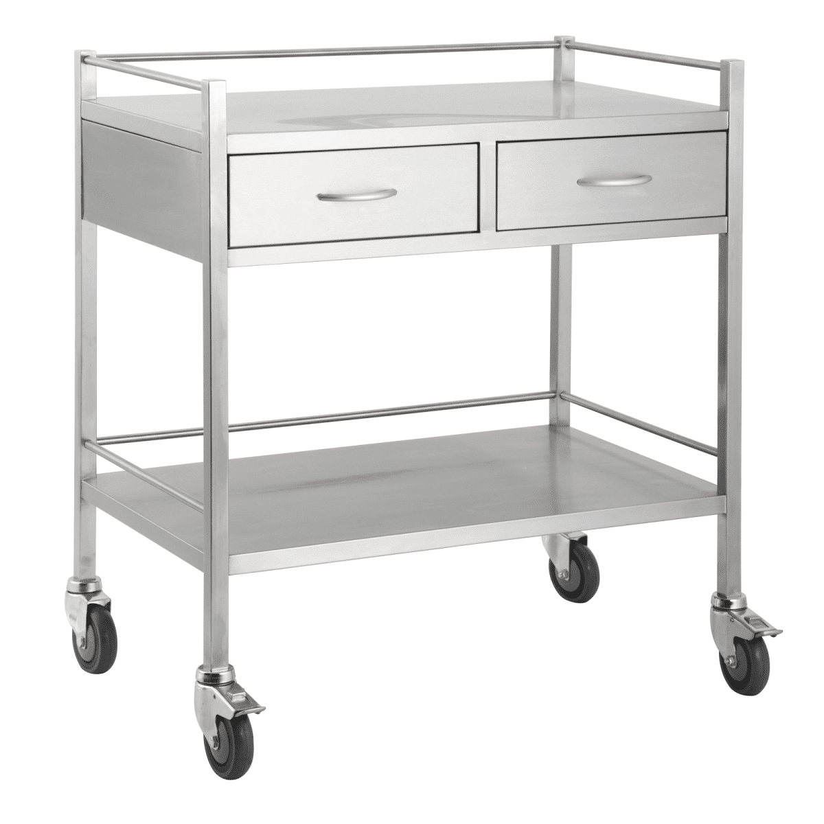 Stainless Steel Double Trolley – Two Drawer (Side by Side) – inmed.com.au